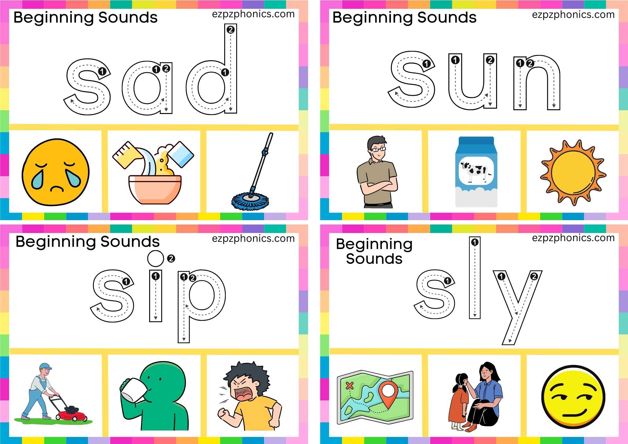 Letter S Trace The Word And Clip The Correct Image Group 2 - ezpzphonics.com